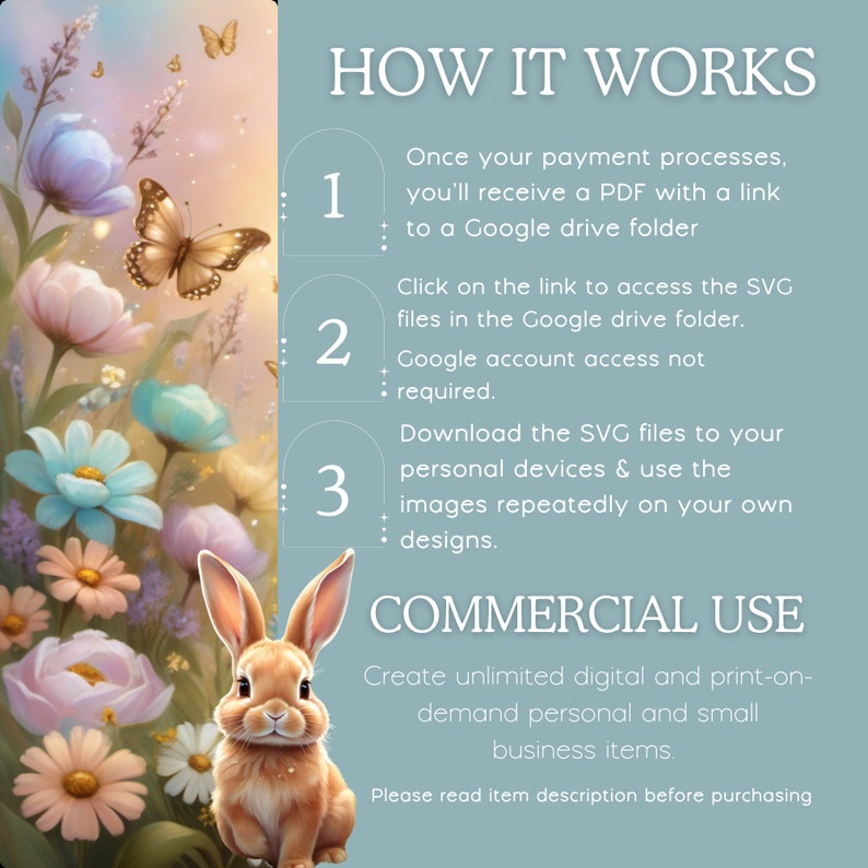 Spring Bunny Clipart Bundle SVG Images for Commercial Use Digital ...