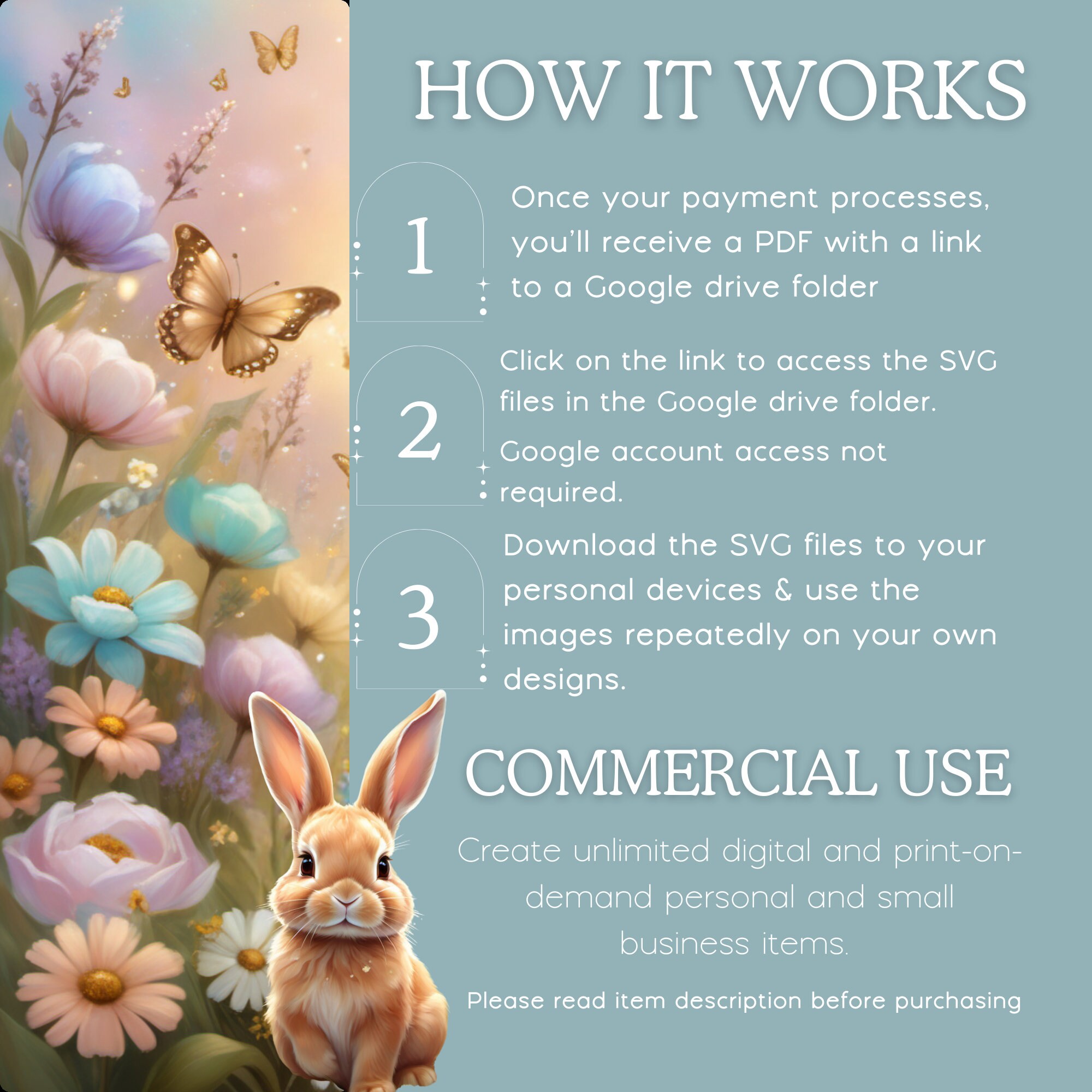 Spring Bunny Clipart Bundle SVG Images for Commercial Use Digital ...