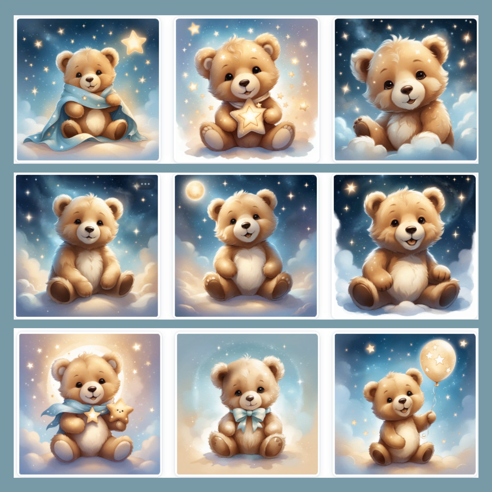 Baby Shower Clipart Bundle of Cute Teddy Bears SVG and PNG Digital ...