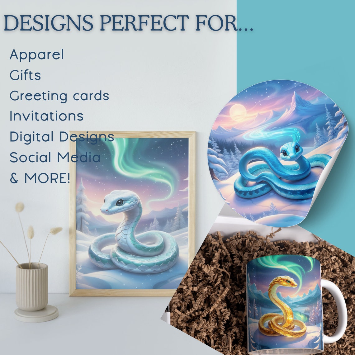 Winter Snake Clipart Bundle PNG for Commercial Use Digital Download - Etsy