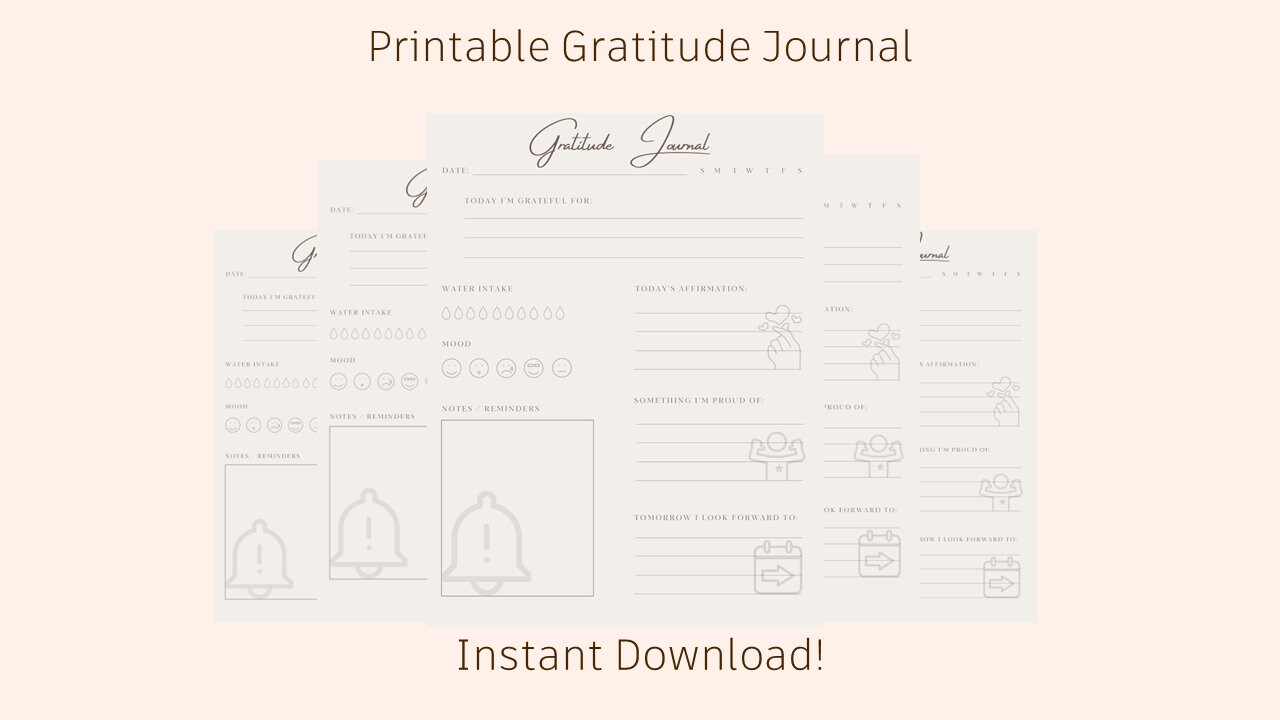 Printable Daily Gratitude Journal - Etsy