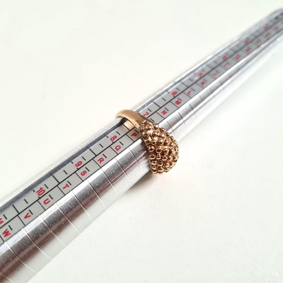 Vintage 1988 Solid 9ct Gold Bead Texture Dome Ring, S… - Gem