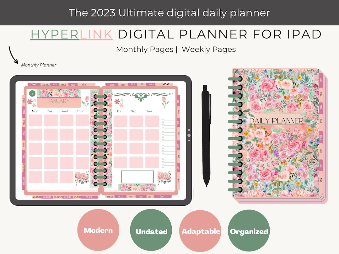 2024 Digital Planner, Digital Organizer With Hyperlink Tabs, Undated ...