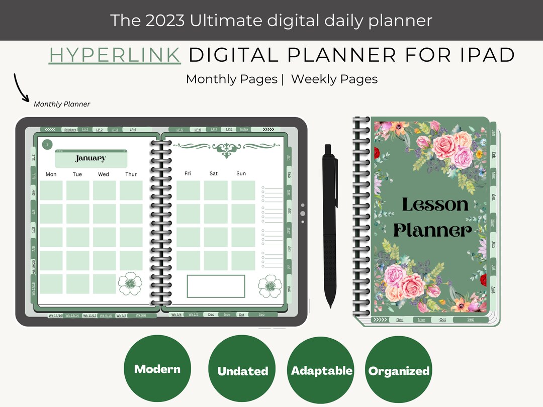 2024 Digital Lesson Planner, Hyperlink Planner, Downloadable Lesson ...