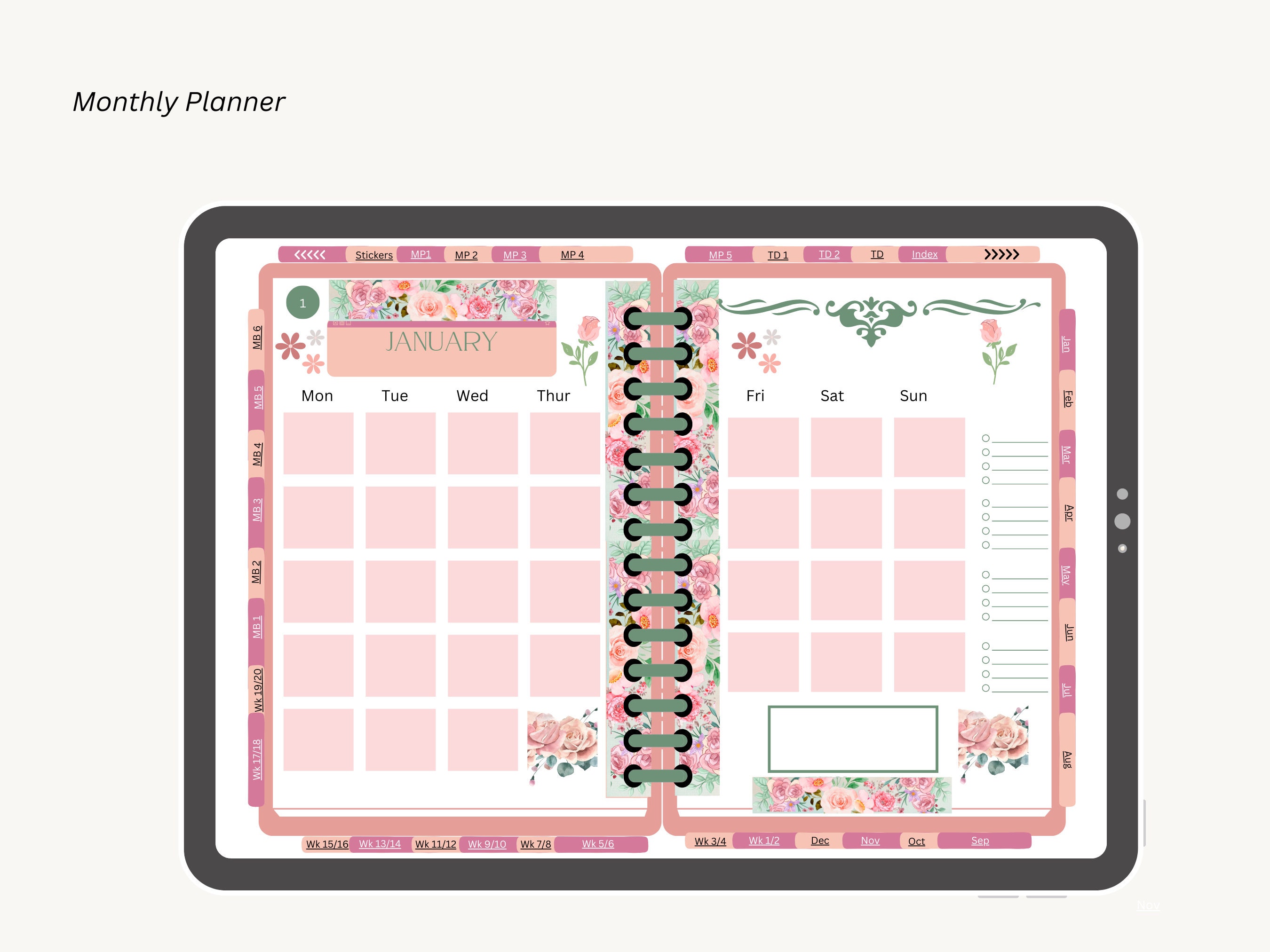 2024 Digital Planner, Digital Organizer With Hyperlink Tabs, Undated ...