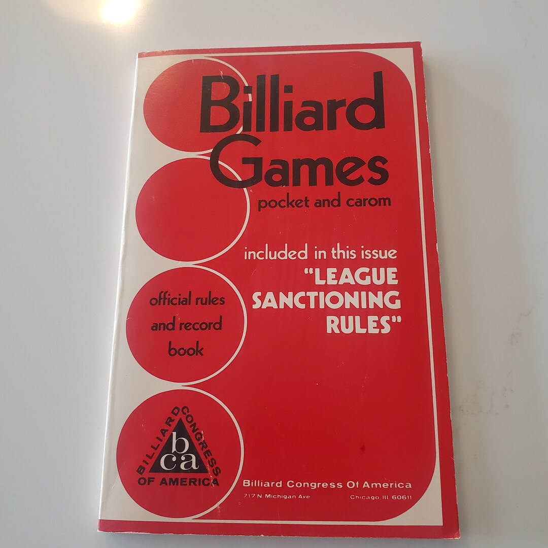 Libro de reglas de juegos de billar vintage de Billiard Congress of ...