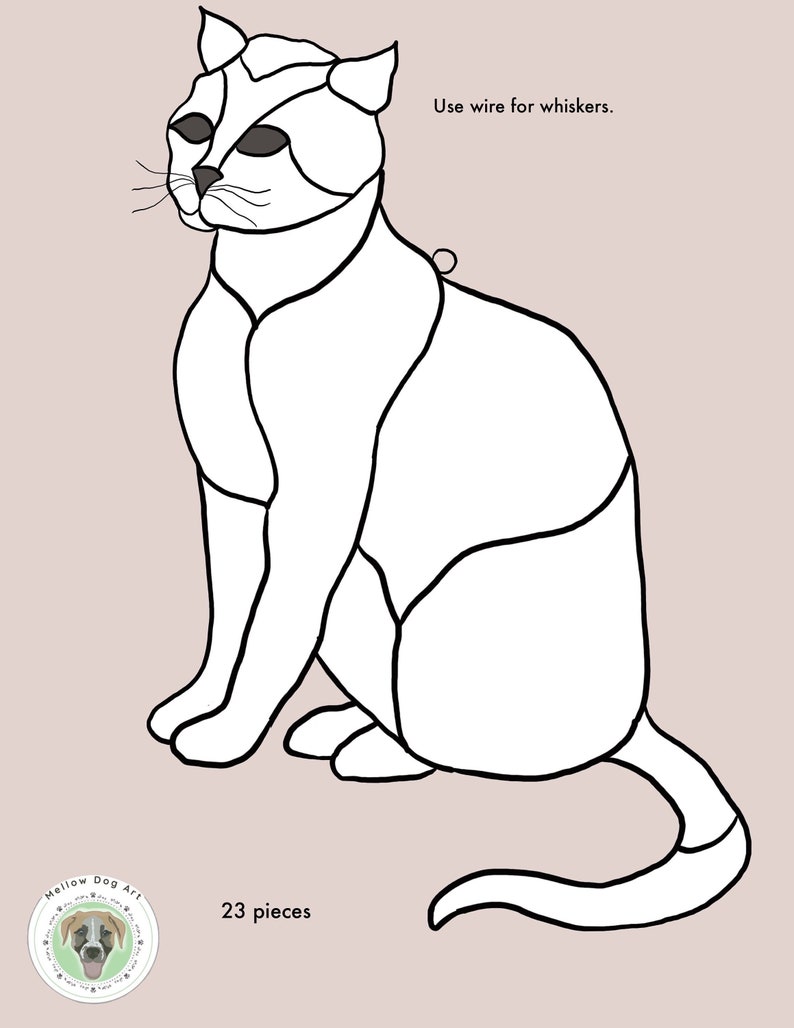 Stained Glass Pattern, Farmhouse Vintage Inspired Cat Gato Pattern - Etsy