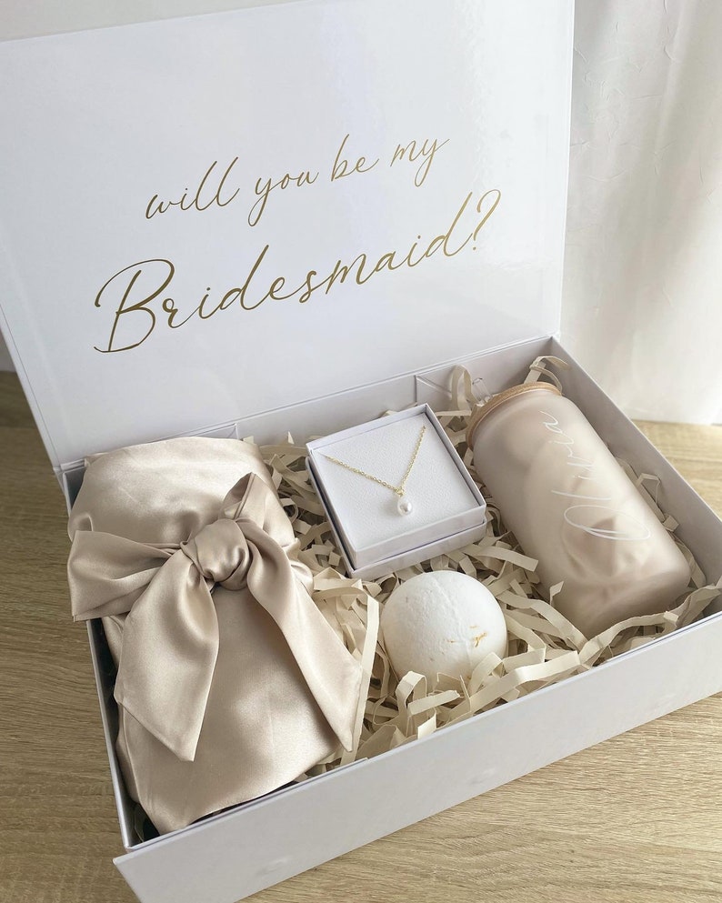 Neutral Boho Bridesmaid Proposal Box With Personalization and - Etsy