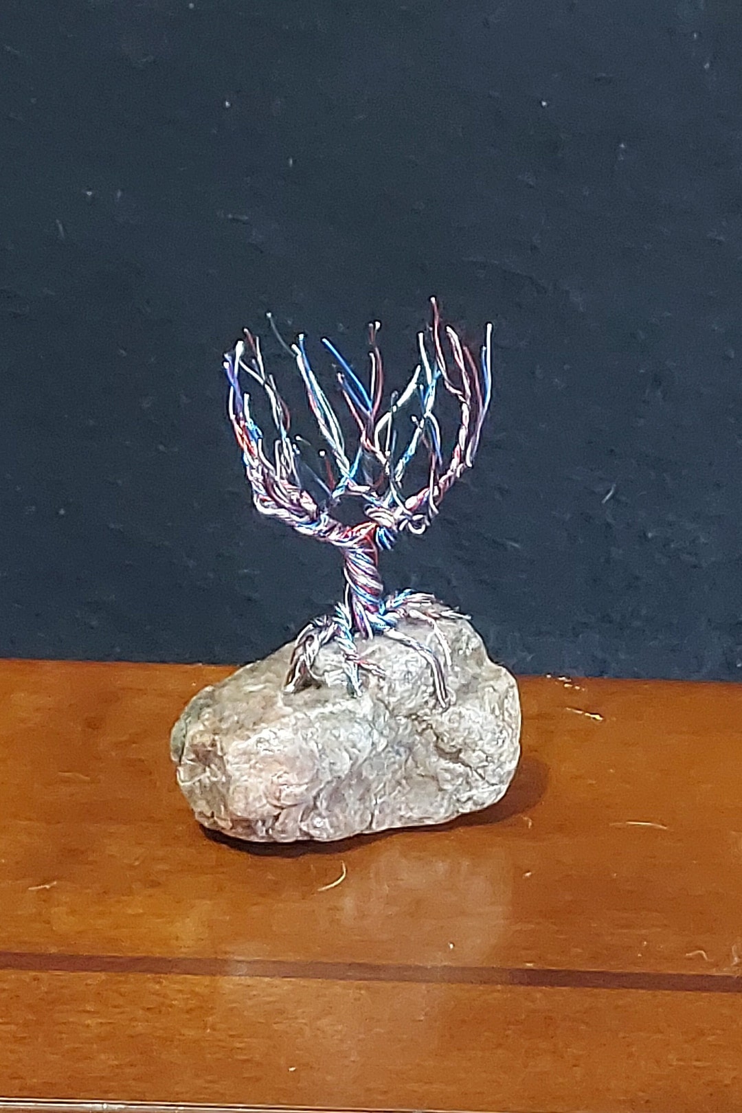 Red, White and Blue Wire Wrapped Tree on a Nice Rock Base. - Etsy