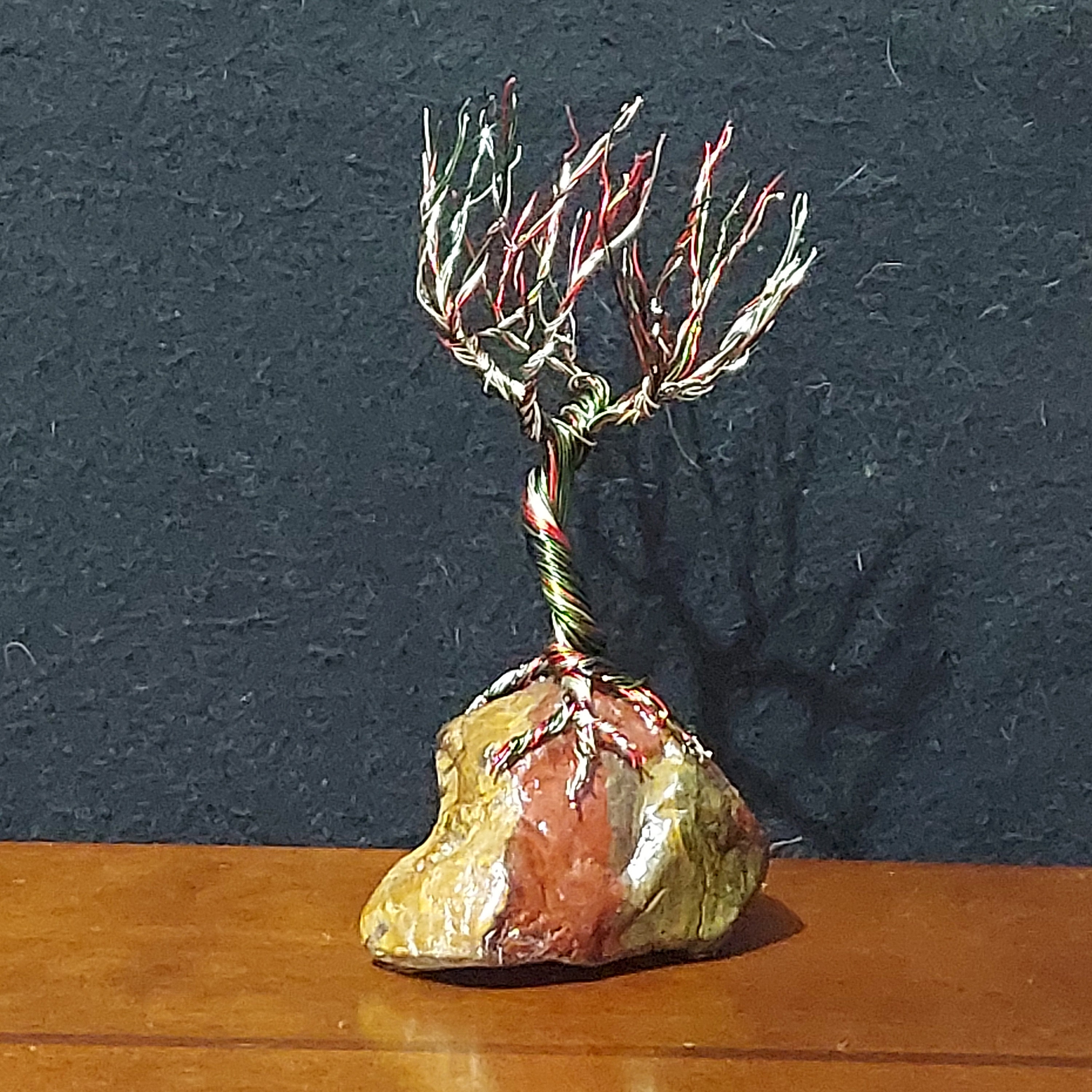 Red Striped Rock, Copper Wire Tree - Etsy