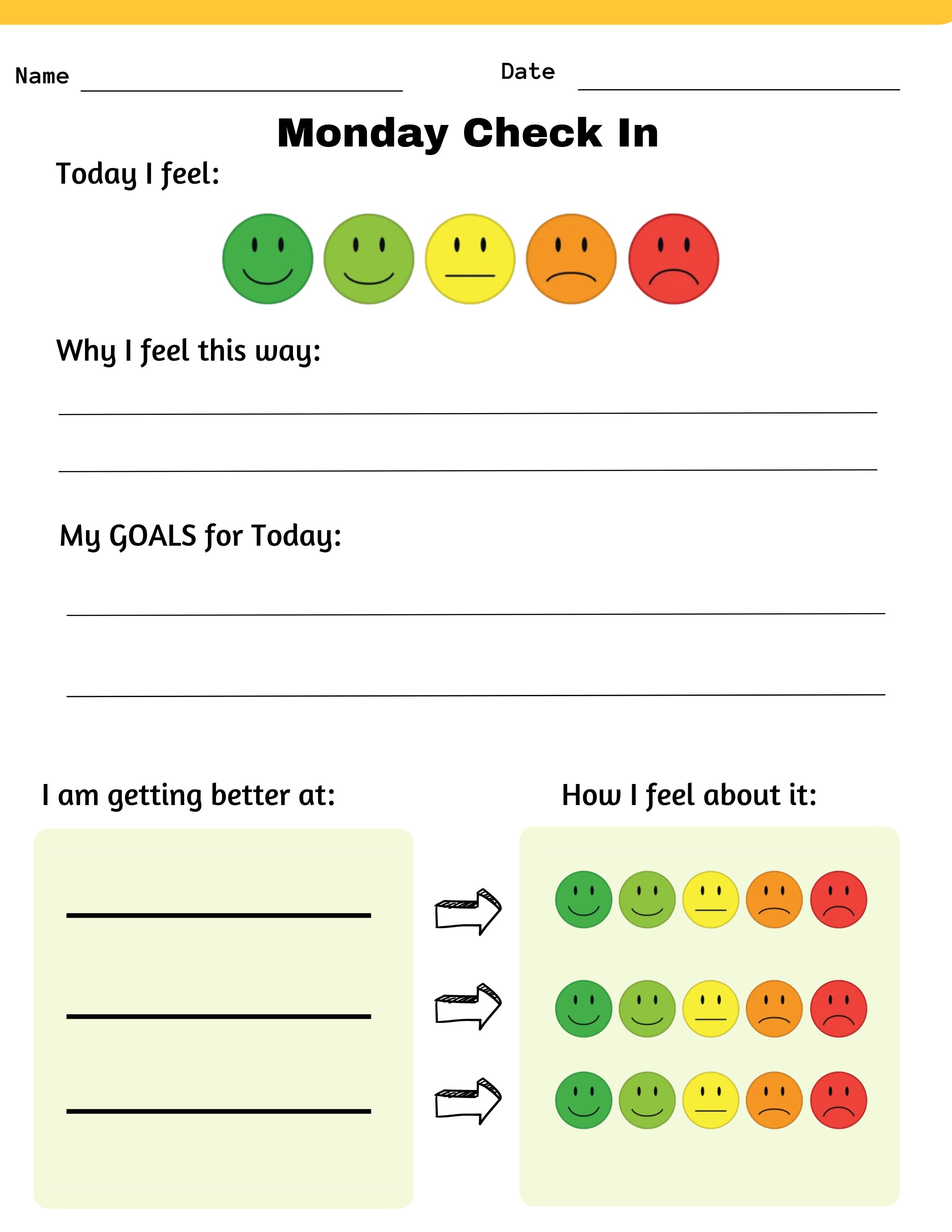 Feelings Check in Printable Worksheet for Kids Identifying Feelings ... Feelings Check in Printable Worksheet for Kids Identifying Feelings ...