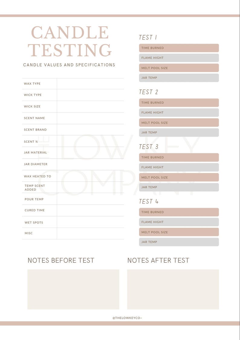 Candle Testing Sheet - Etsy