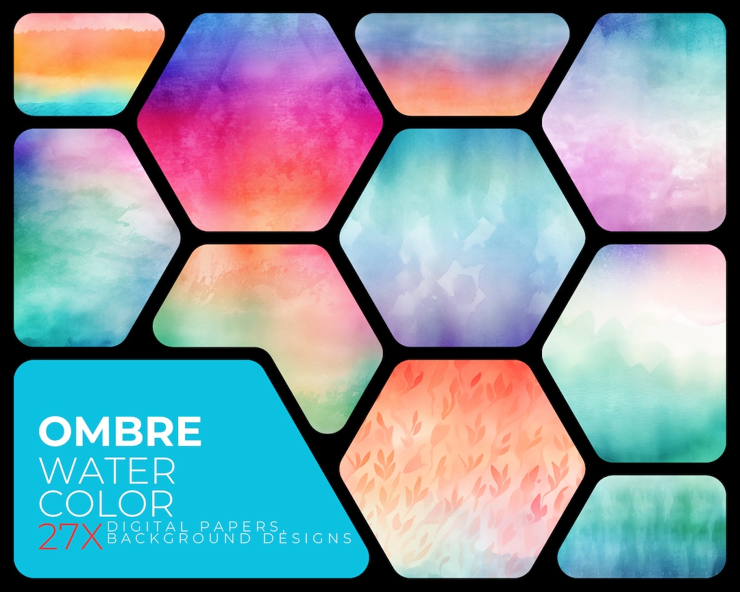 Ombre Watercolor Backgrounds 27 Pack| Beautiful Colorful Ombre ...
