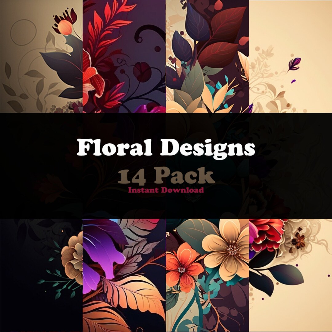 Floral Backgrounds Digital Designs 14 Pack | Beautiful Floral ...