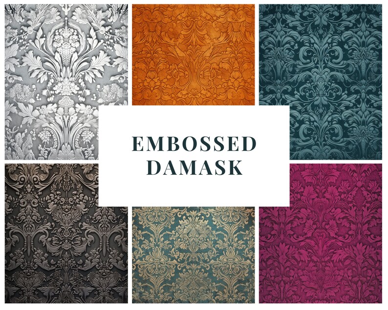 Embossed Damask Backgrounds Digital Papers 40 Pack Beautiful ...