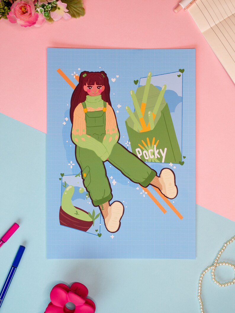 Pocky Girls A5 & A4 Prints chocolate, Strawberry, Matcha, Cookies and ...