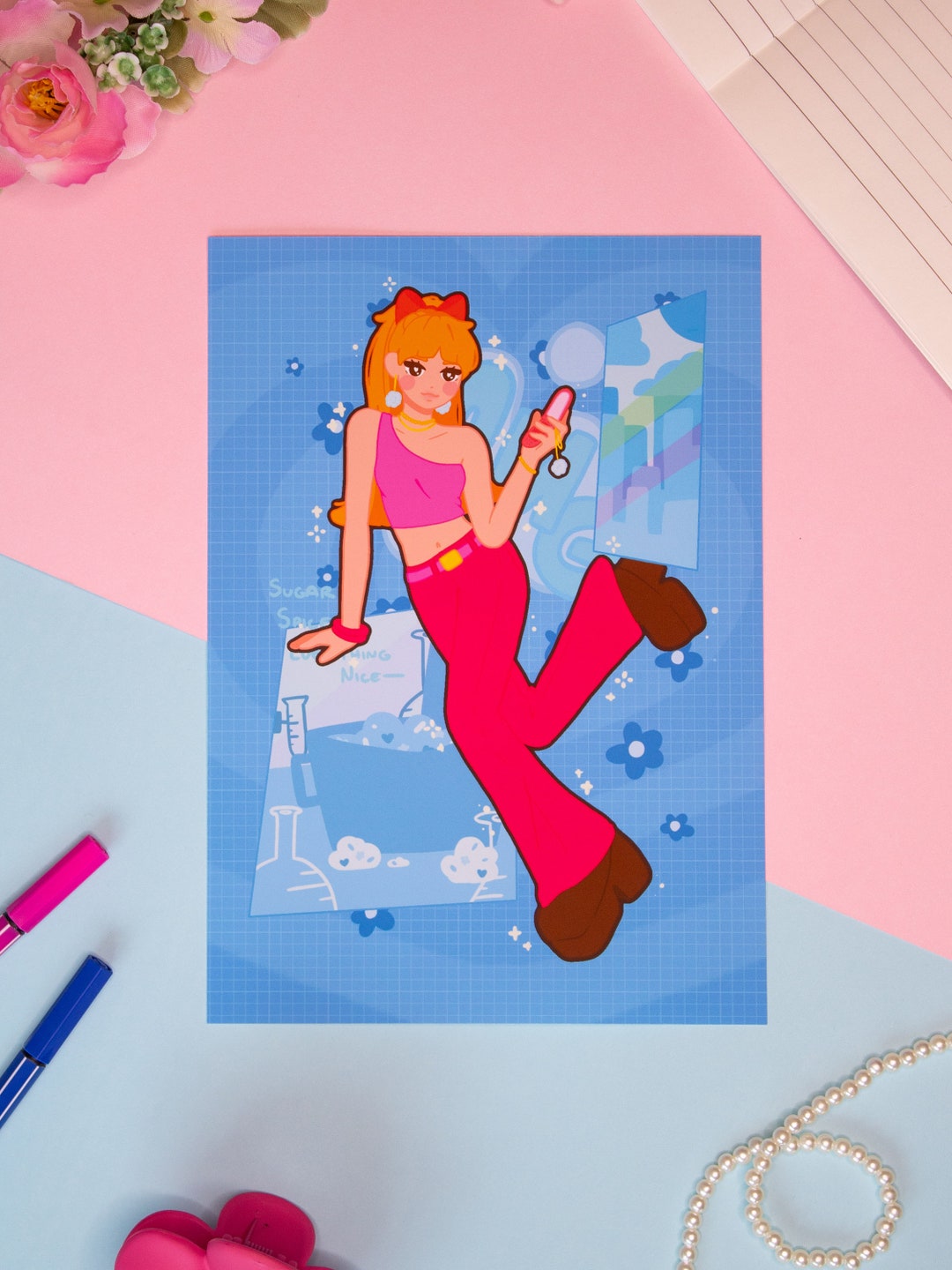 Powerpuff Girls A5 And A4 Prints Bubbles Blossom Buttercup Etsy