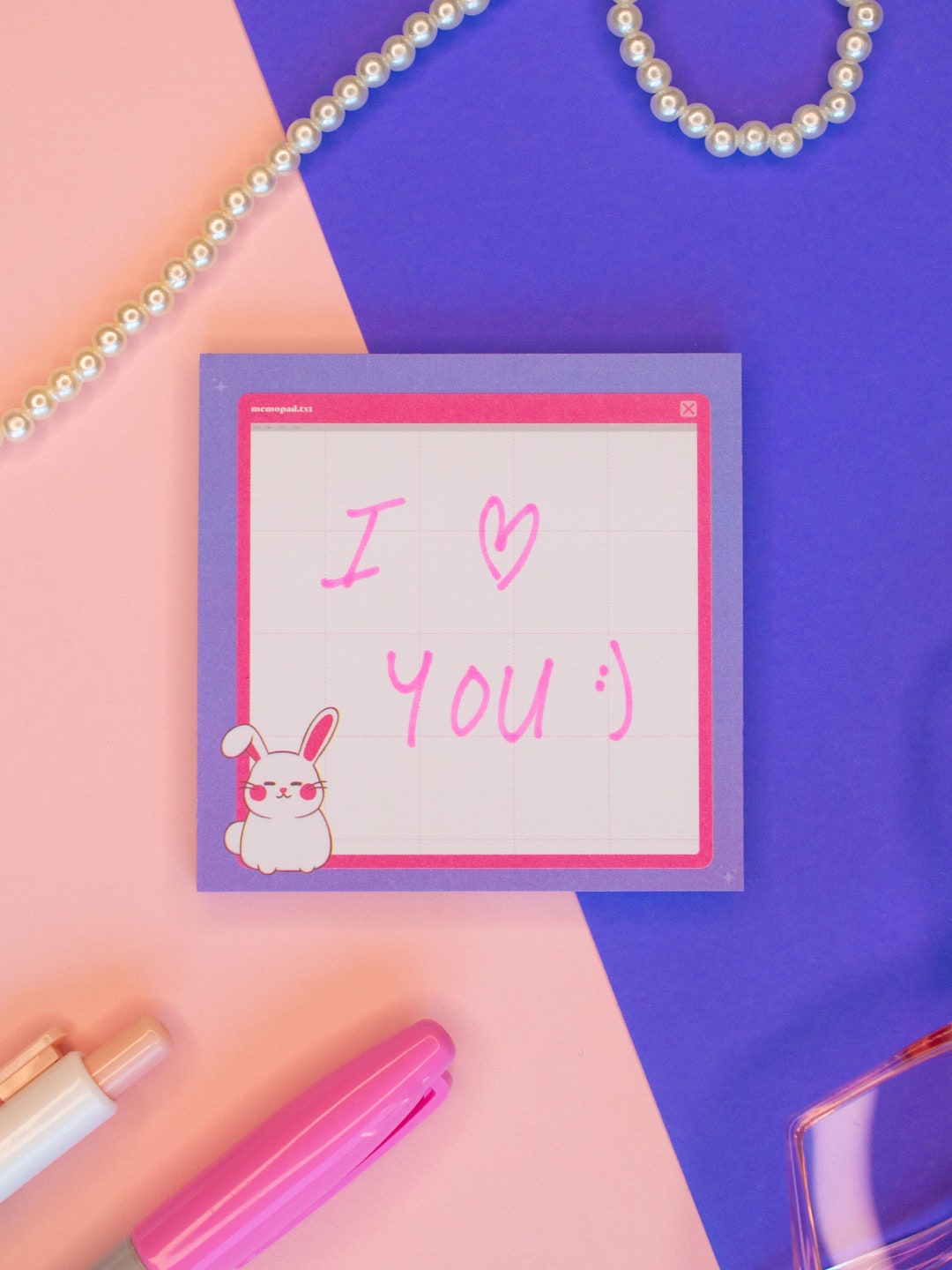 Sending Love Bunny Rabbit Sticky Notepad 50 Sheets - Etsy