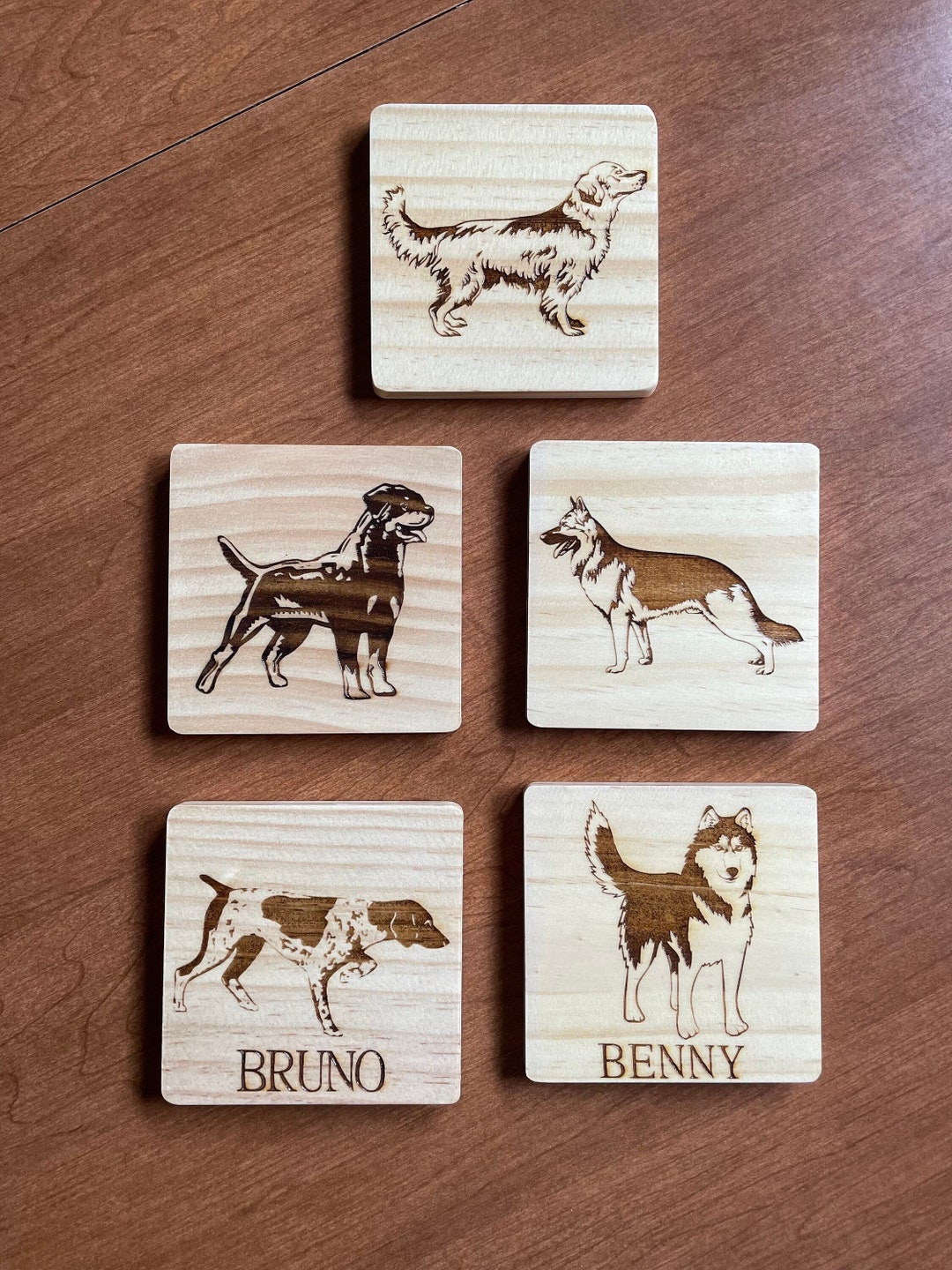 Dog Breed Custom Wood Coasters - Etsy