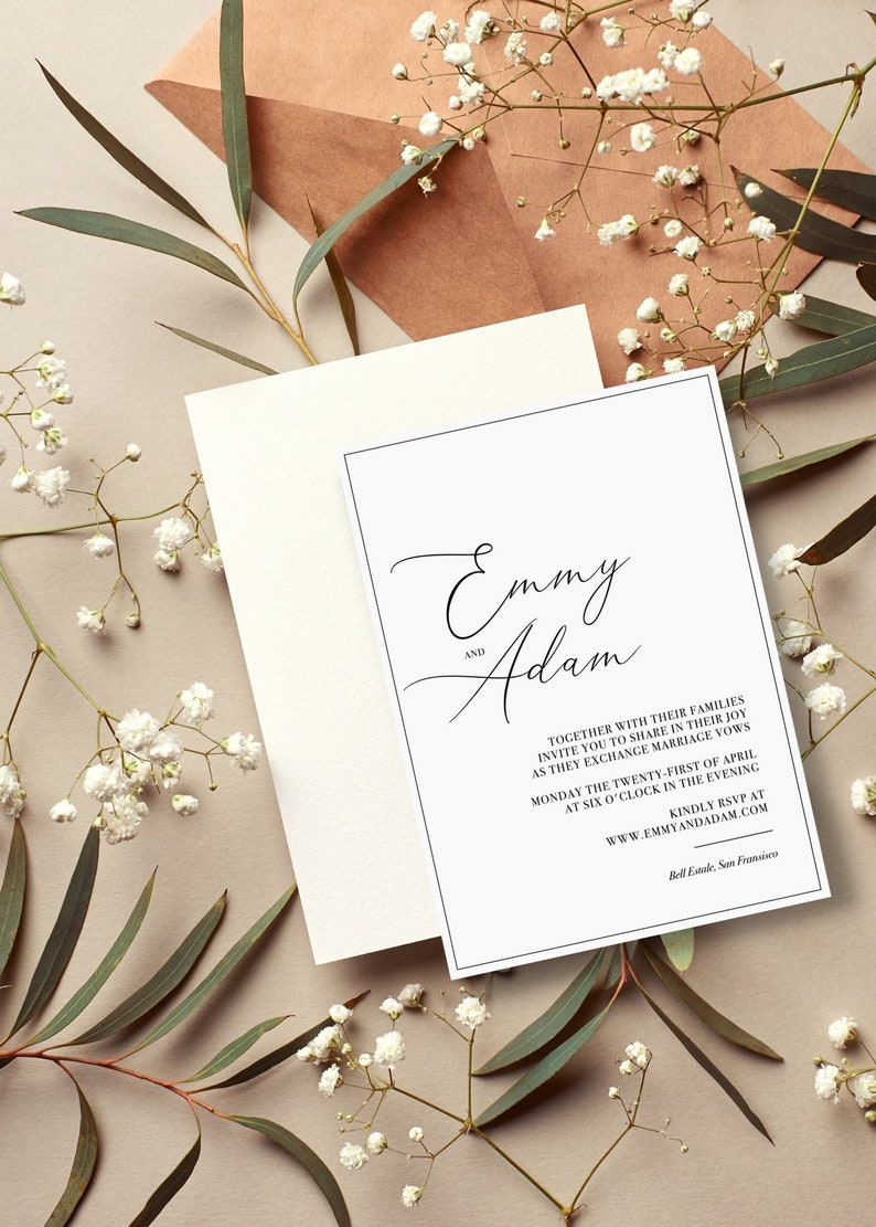 Minimalist Wedding Invitation Modern Design Digital Download Invitation ...