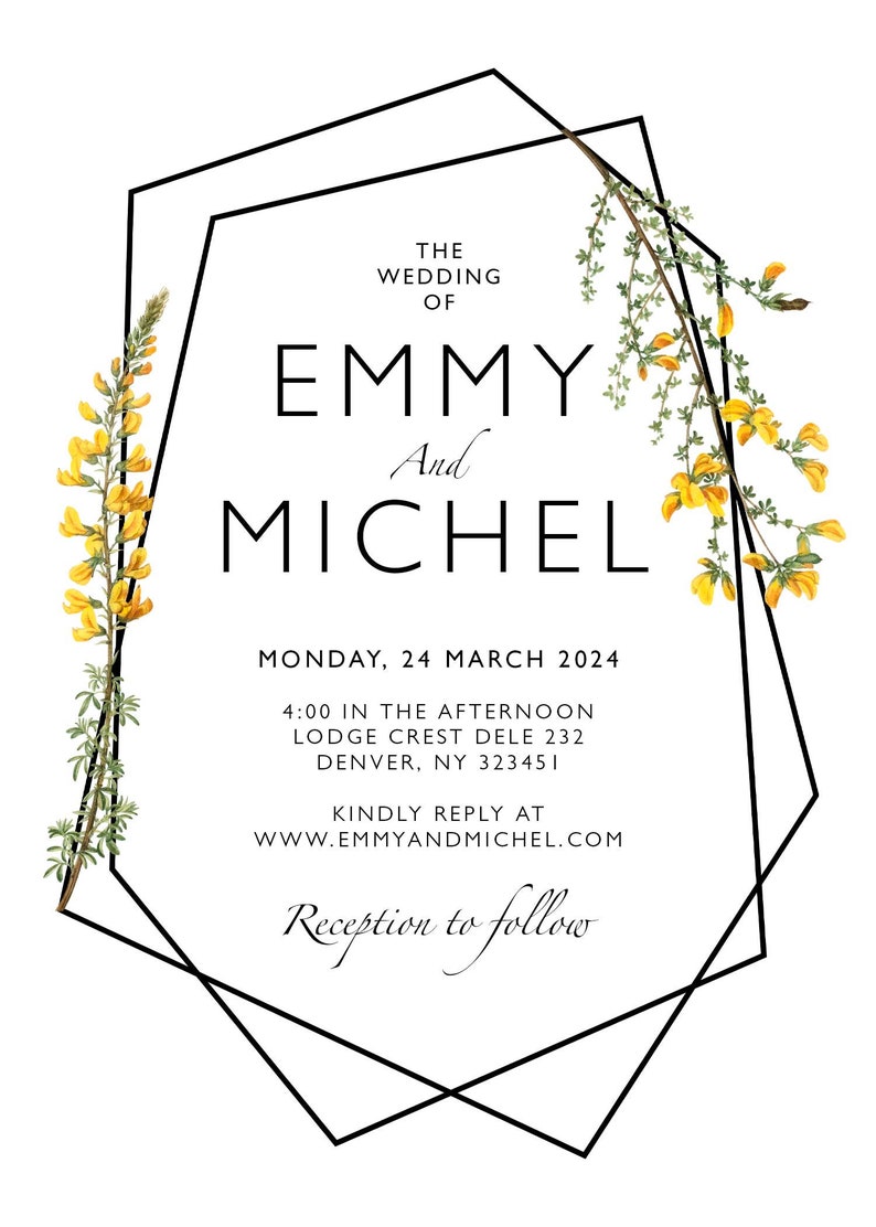 Modern Floral Wedding Invitation Evite Custom Invitation Template ...