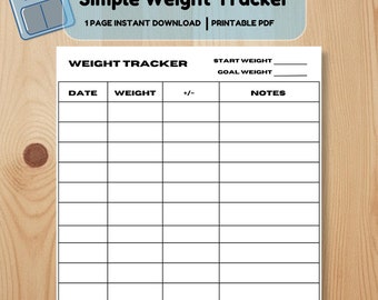 Simple Weight Tracker Printable, Weight Log Template, Weight Loss ...