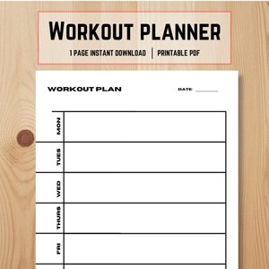 Weekly Workout Planner Printable, 7 Days Fitness Planner, Exercise ...