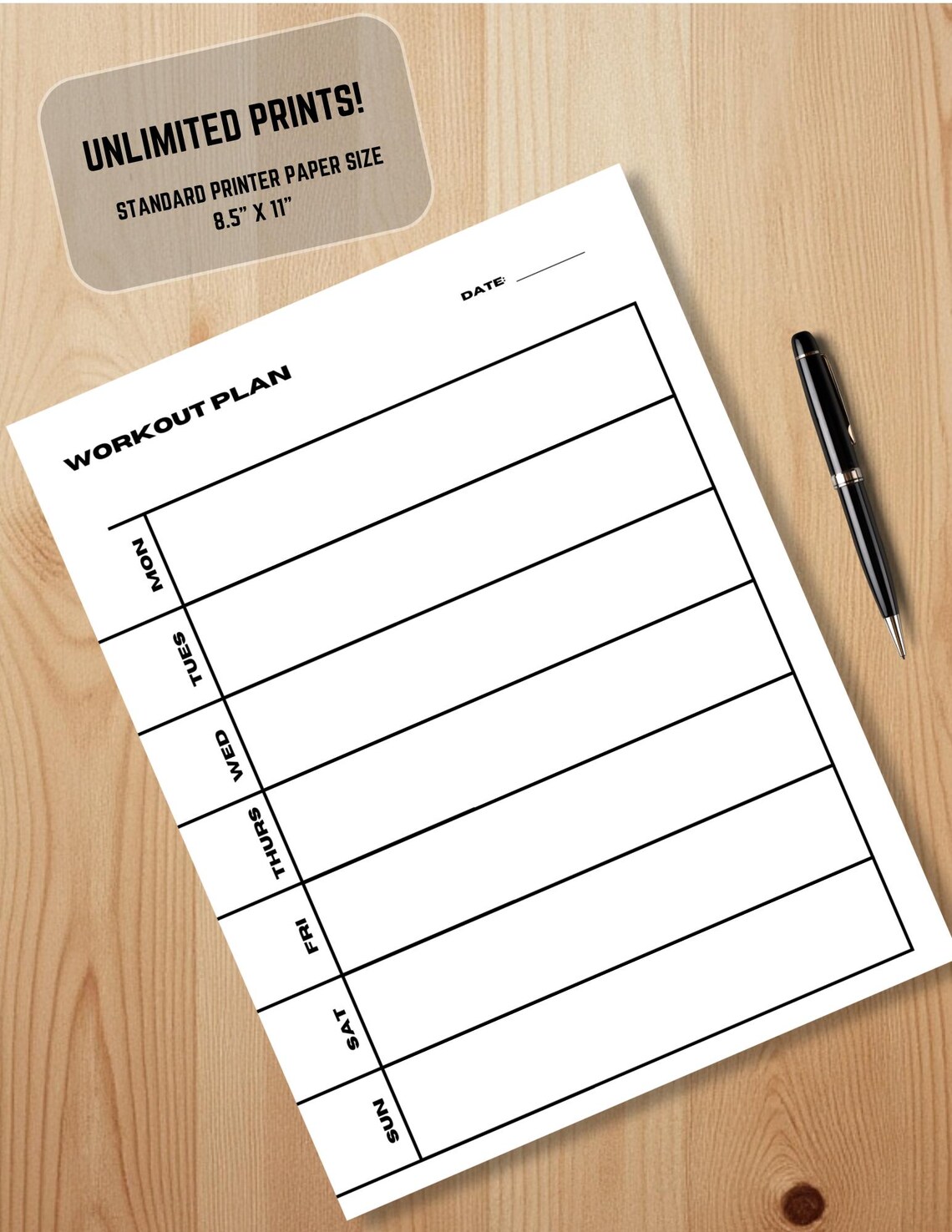 Weekly Workout Planner Printable, 7 Days Fitness Planner, Exercise ...