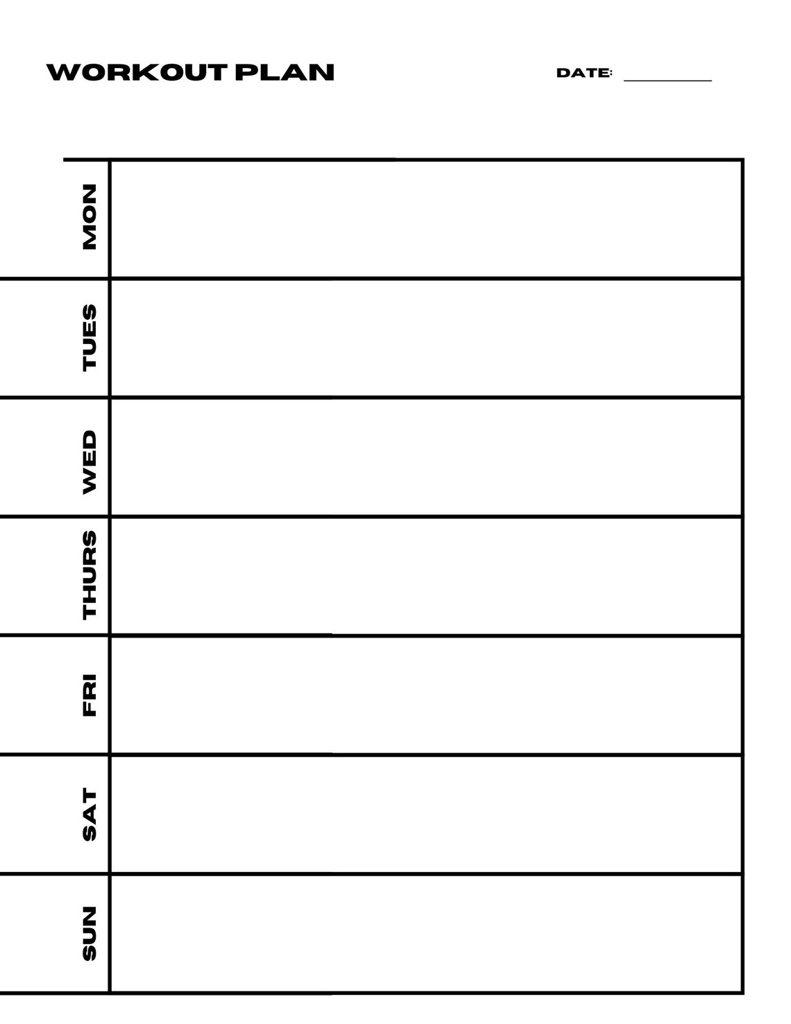Weekly Workout Planner Printable, 7 Days Fitness Planner, Exercise ...