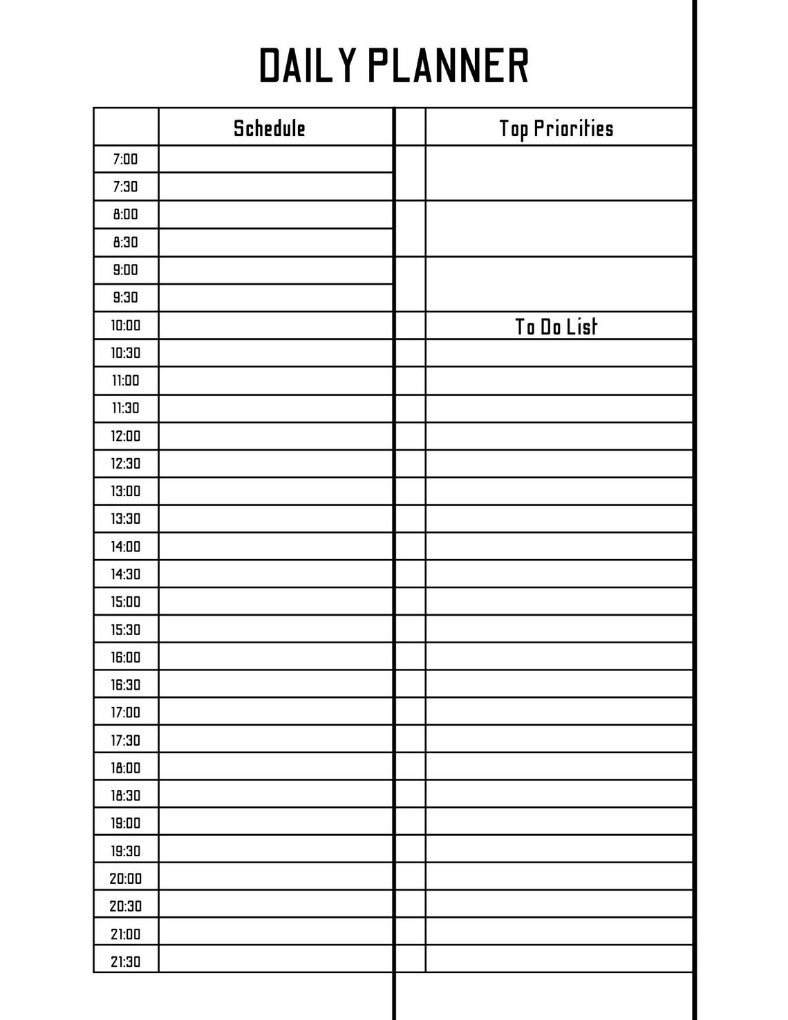 Daily Hourly Planner, Printable Work Daily Planner, Daily Organizer ...