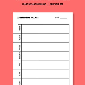 Weekly Workout Planner Printable, 7 Days Fitness Planner, Exercise ...