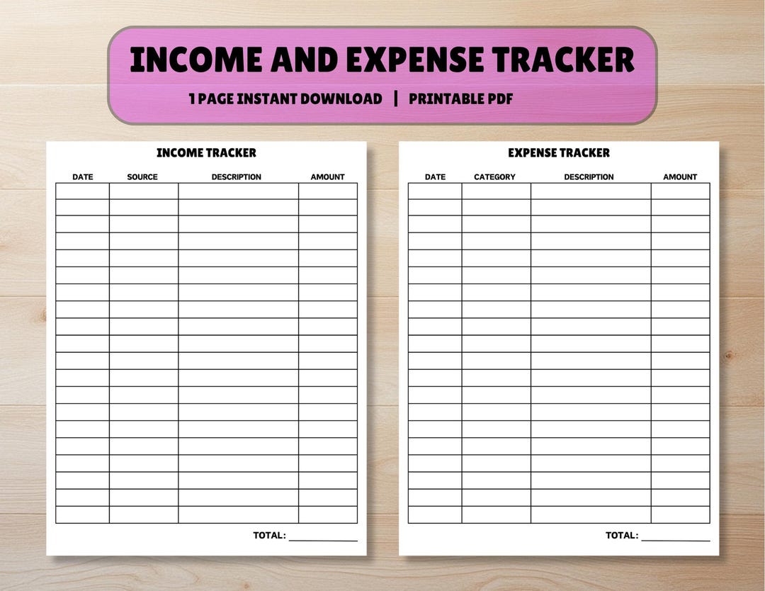 Income & Expense Tracker, Monthly Budget Planner Printable, Financial ...