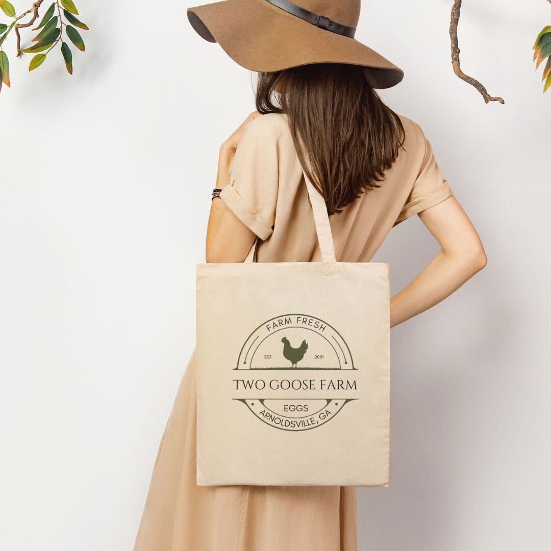 Custom Egg Farm Canvas Tote Bag Farmer's Market Bag Personalized ...