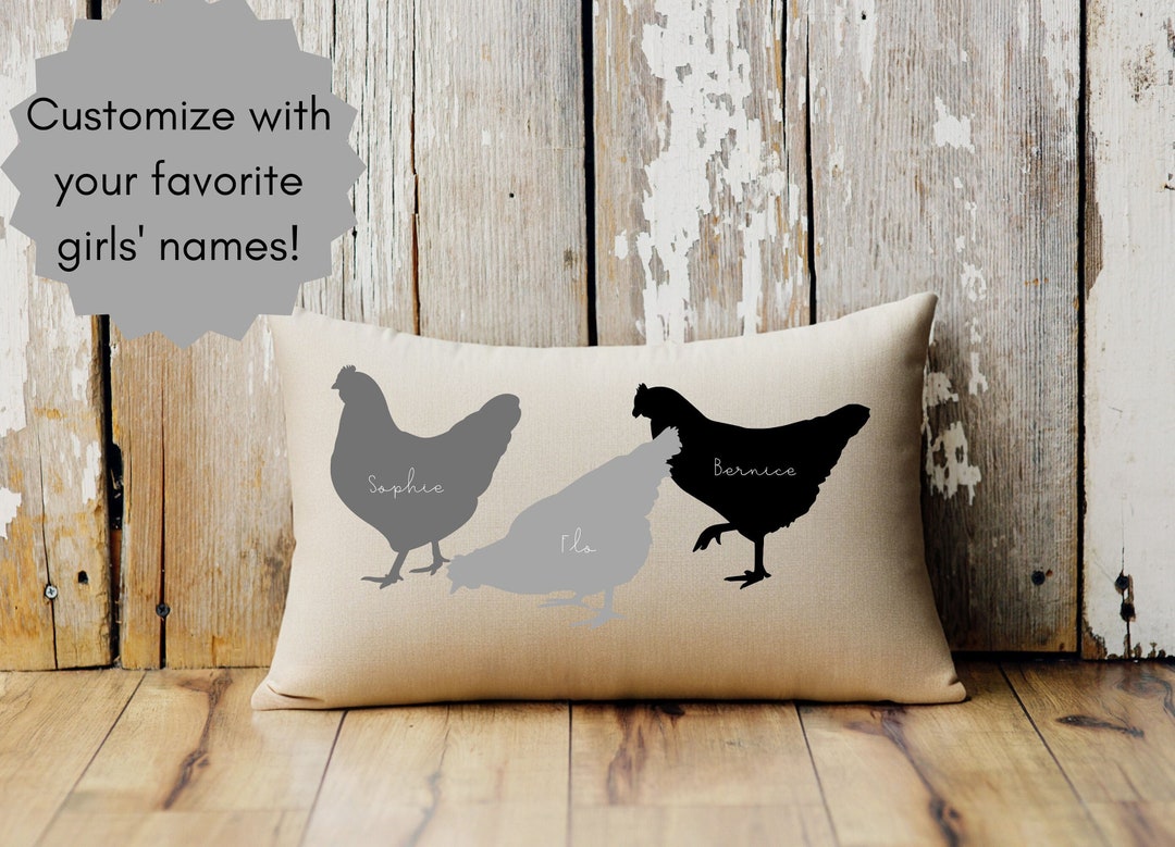 Custom Chicken Flock Pillow - Lumbar Pillow Personalized Chicken Keeper ...