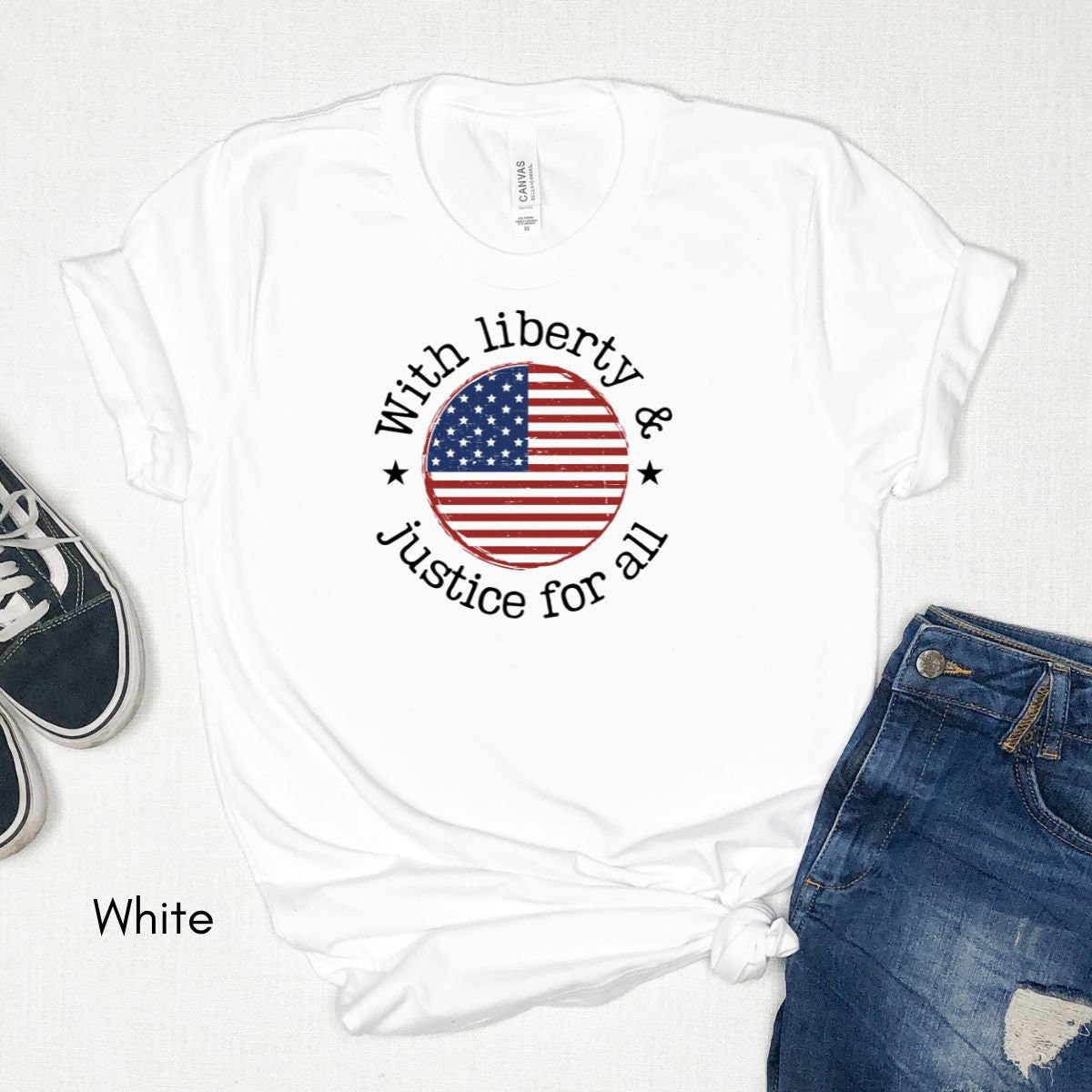 With Liberty & Justice for All Tee Unisex Distressed Patriotic - Etsy