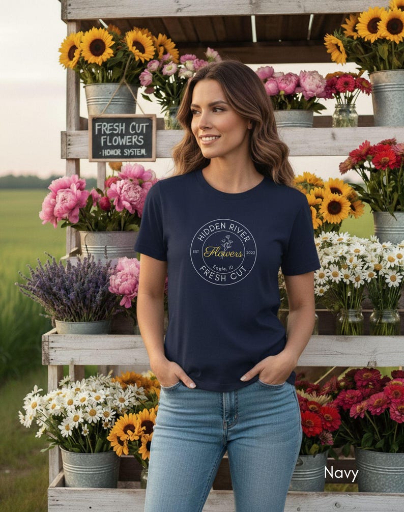 Custom Fresh Cut Flower Tee Local Florist T-shirt Personalized Flower ...