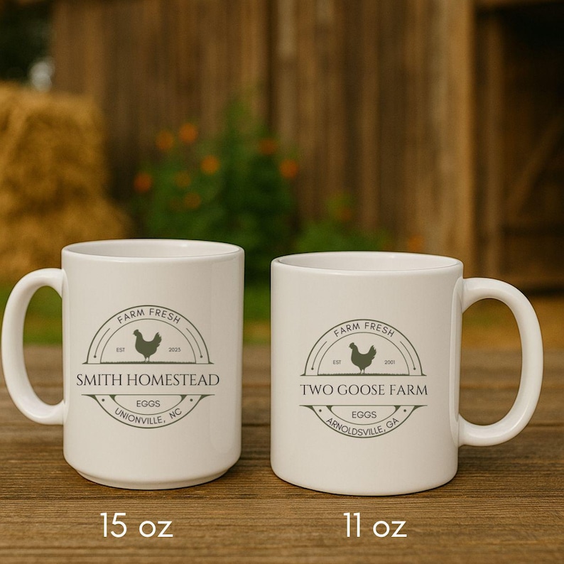 Personalized Egg Farm Ceramic Mug 11 or 15oz - Gift for Chicken Lovers ...