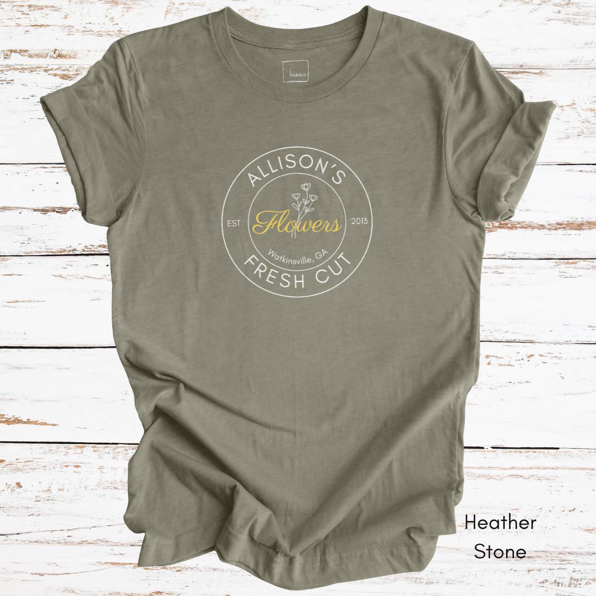Custom Fresh Cut Flower Tee Local Florist T-shirt Personalized Flower ...