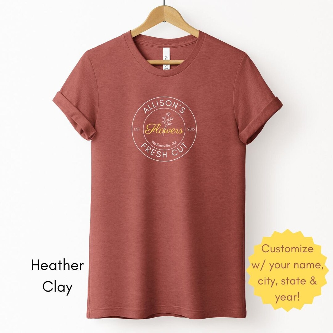 Custom Fresh Cut Flower Tee Local Florist T-shirt Personalized Flower ...