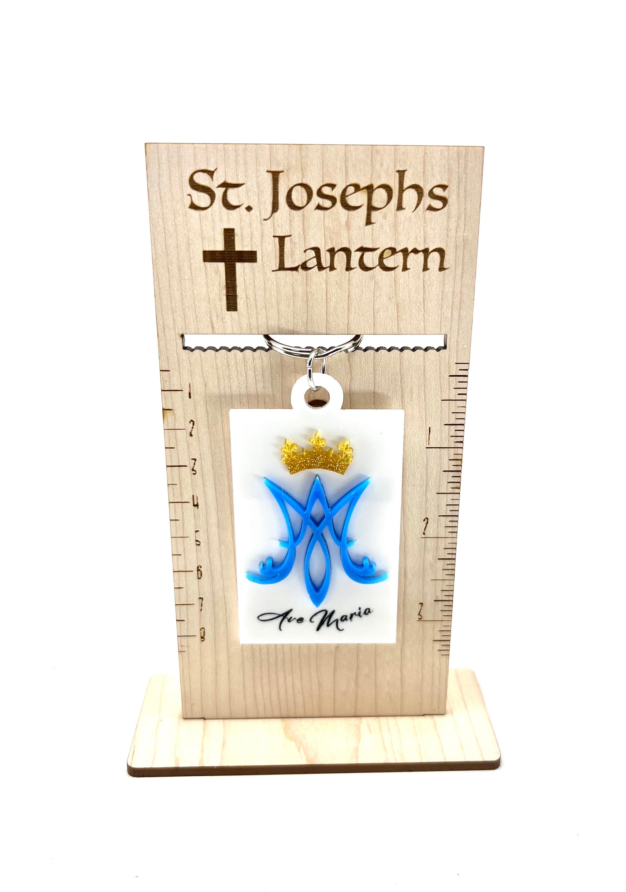 Virgin Mary, Ave Maria, Monogram Keychain Made From White, Blue and ...