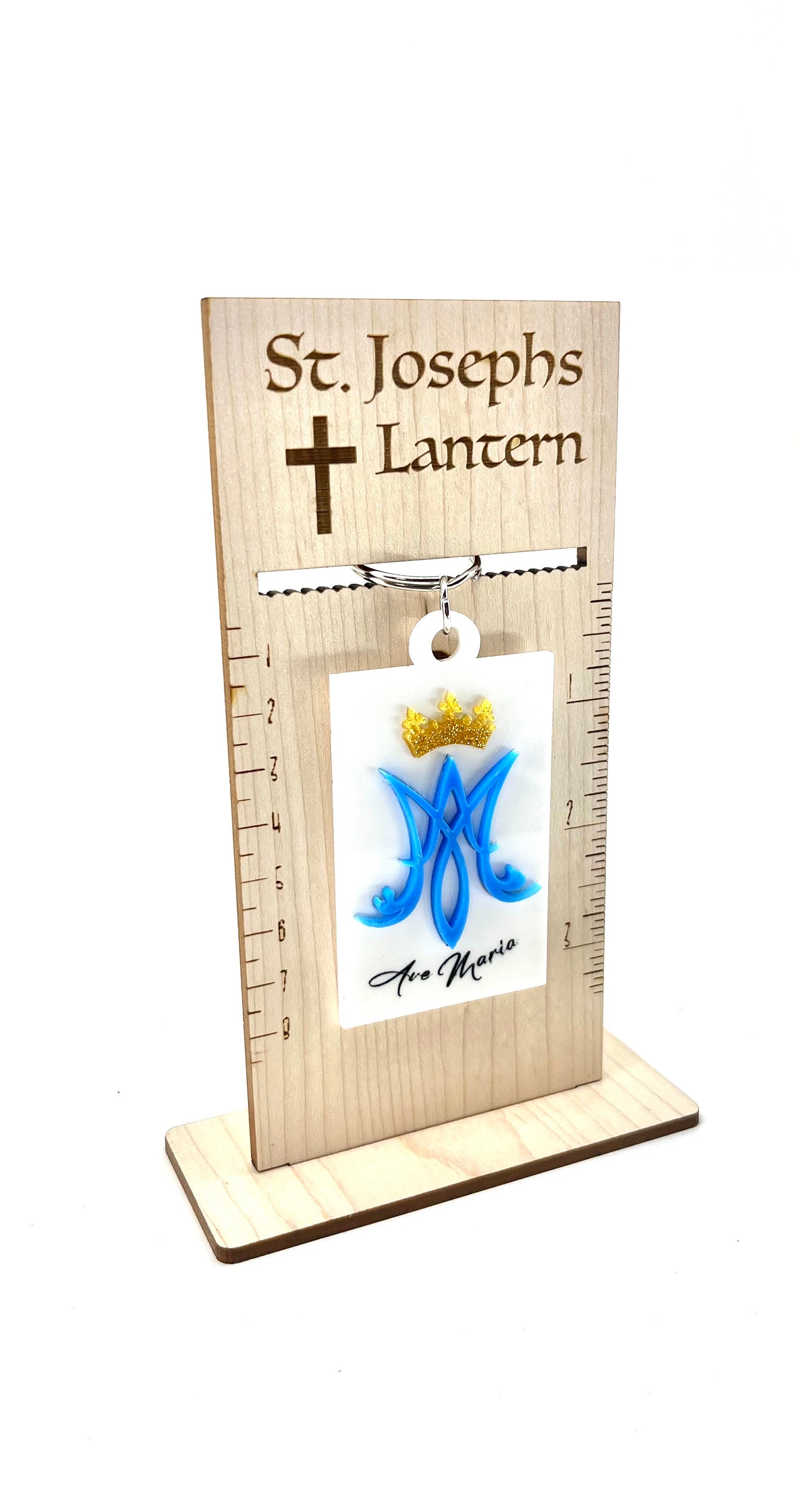 Virgin Mary, Ave Maria, Monogram Keychain Made From White, Blue and ...