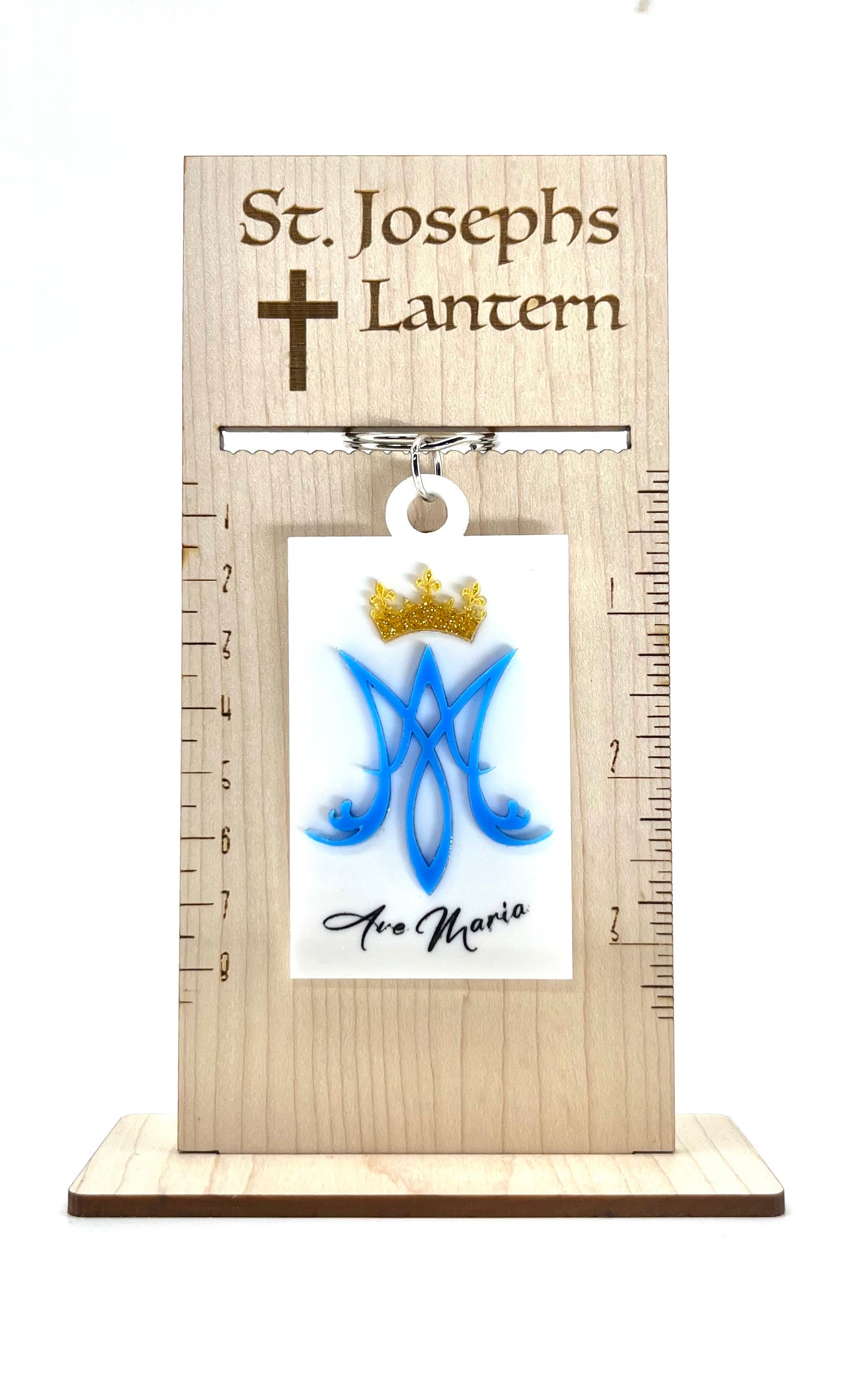 Virgin Mary, Ave Maria, Monogram Keychain Made From White, Blue and ...