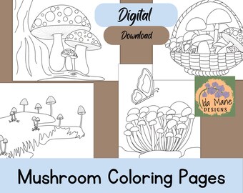 Magic Mushroom Printable Coloring Pages / Digital Download / - Etsy
