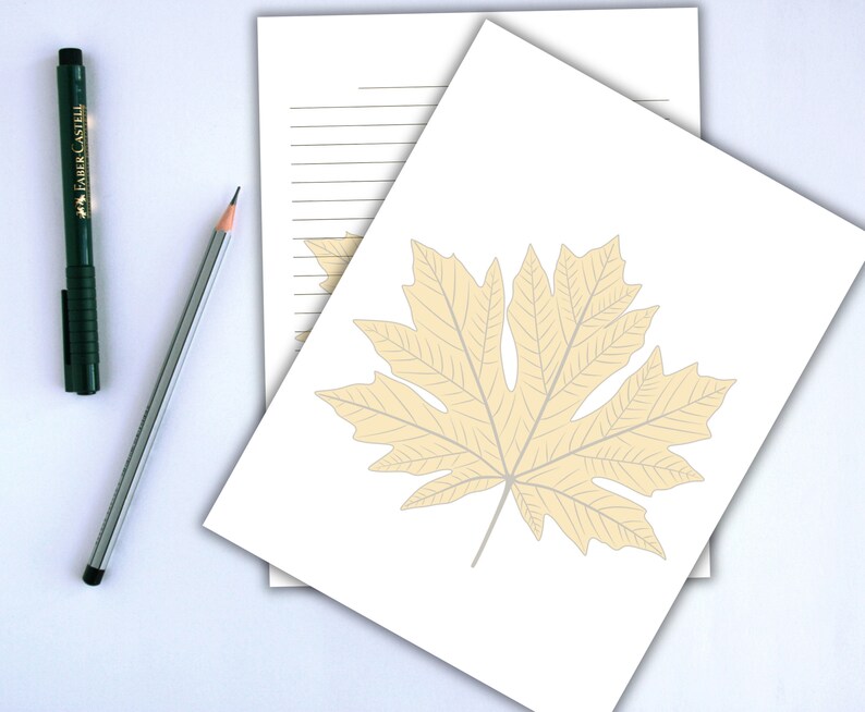 Big Leaf Maple Stationery Set Printable Stationery Lined and - Etsy