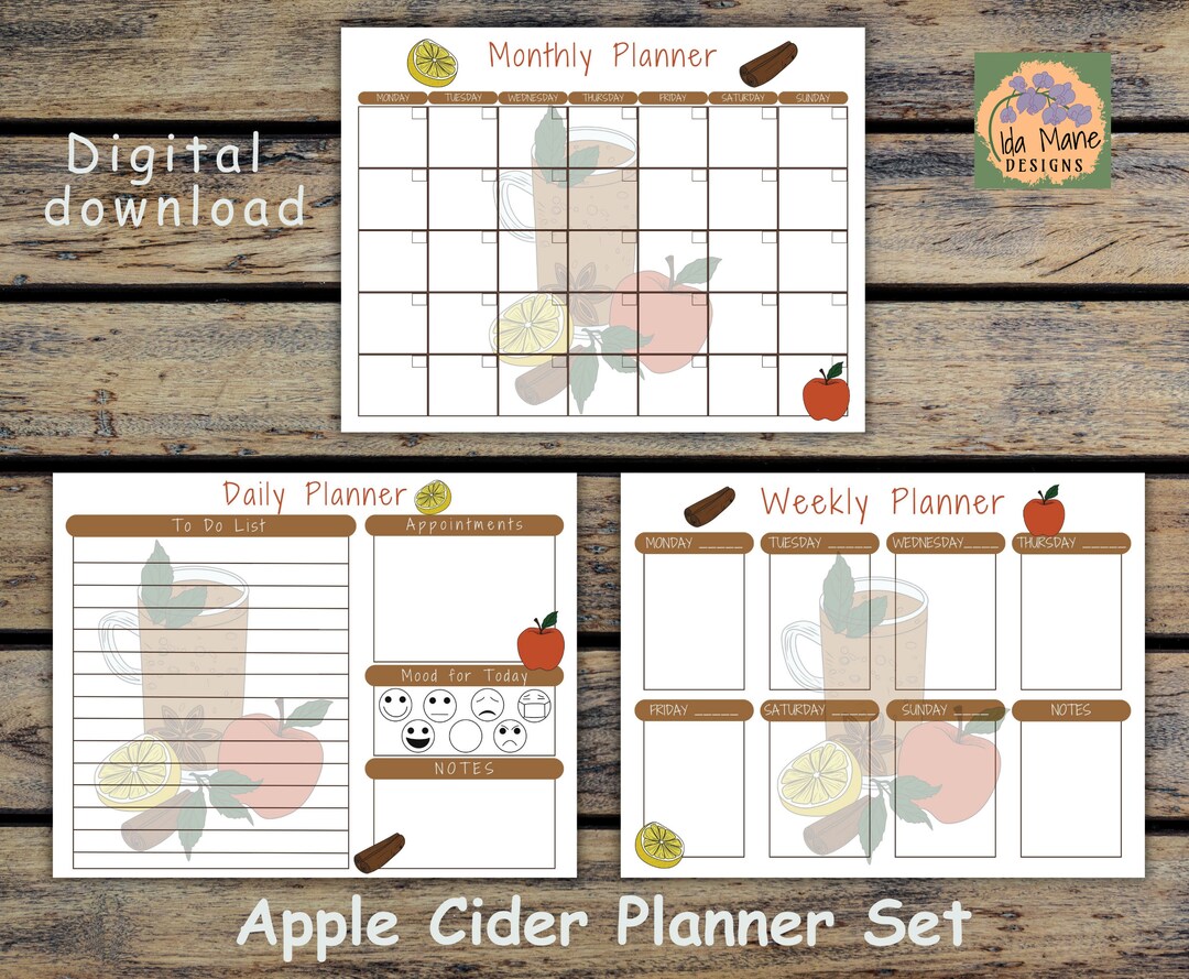 Apple Cider Planner Set Printable Planner Set Daily Weekly - Etsy