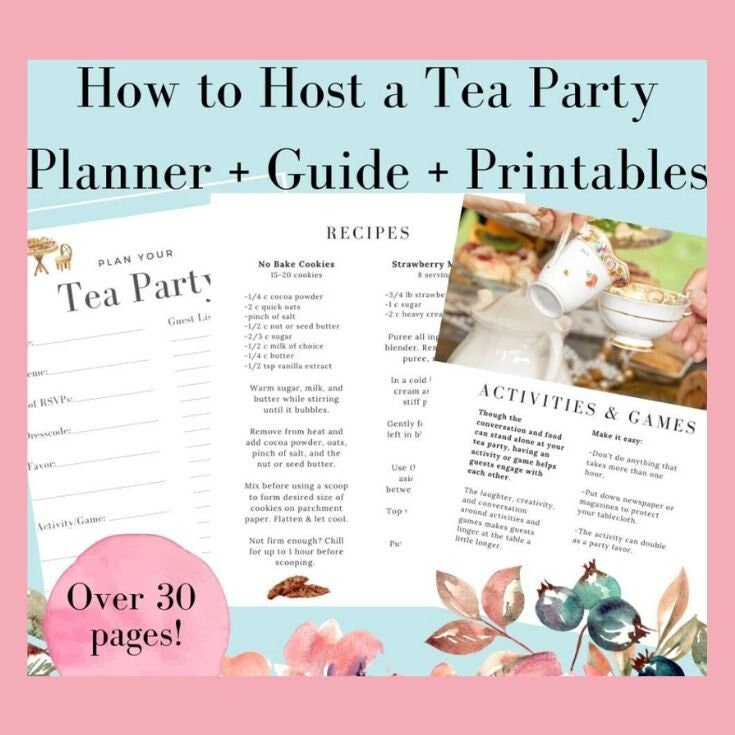 Tea Party Planner and Guide With Party Themes, Printable Tea Party ...