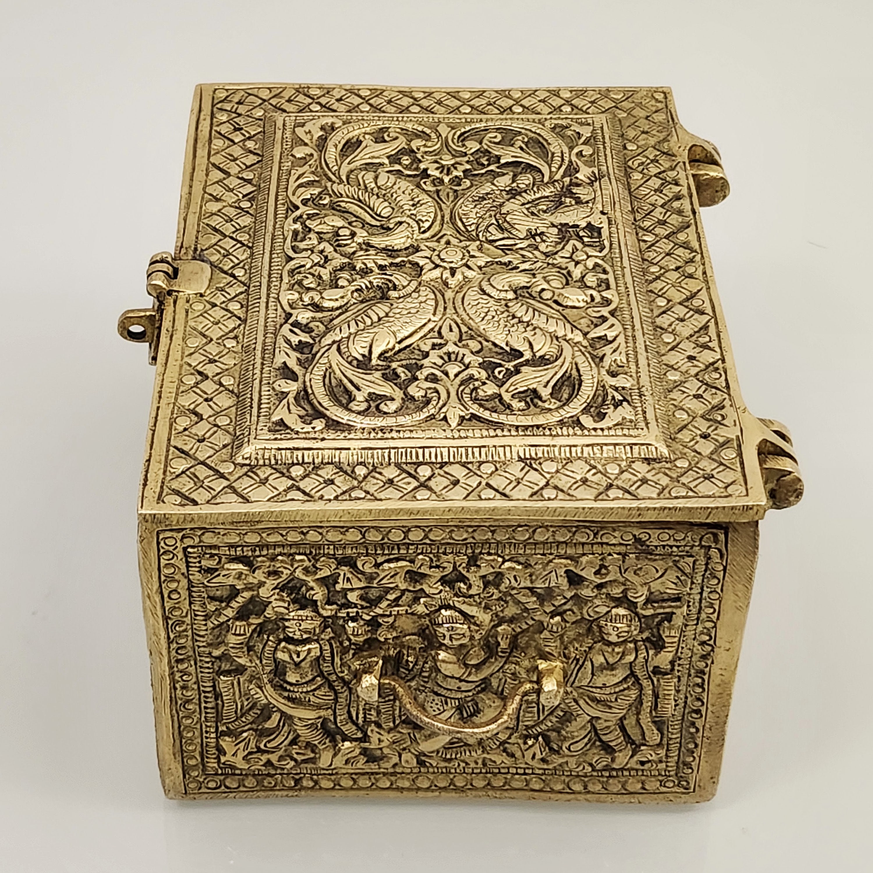 Engraved Brass Jewelry Box | Vintage Indian Keepsake Chest - Etsy