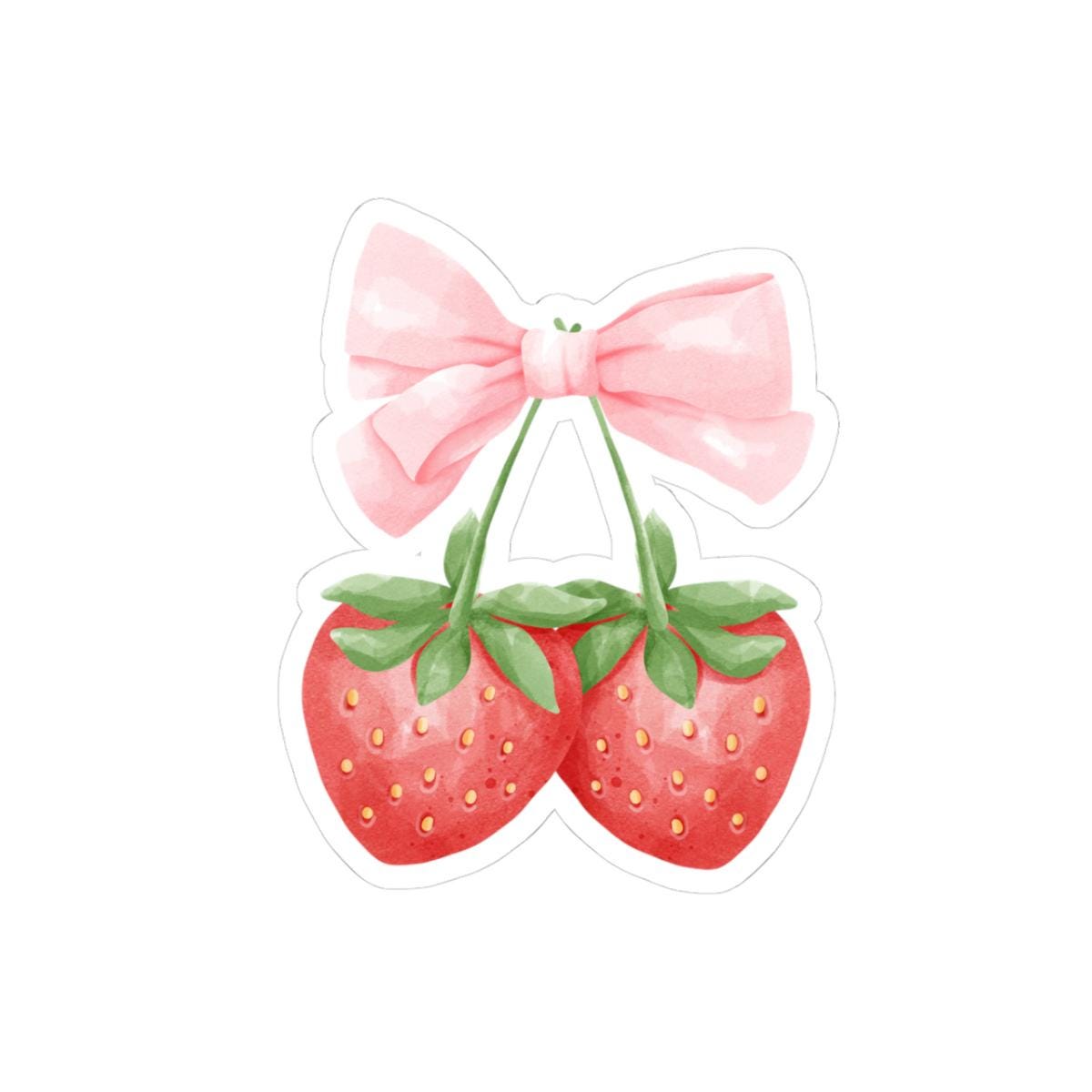 Cute Strawberry Bow Kiss-cut Stickers, Aesthetic Laptop Decals, Planner ...