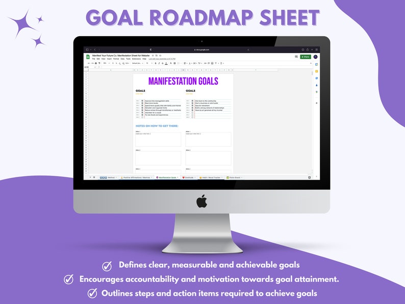Ultimate Manifestation Spreadsheet Template for Google Sheets, Law of ...