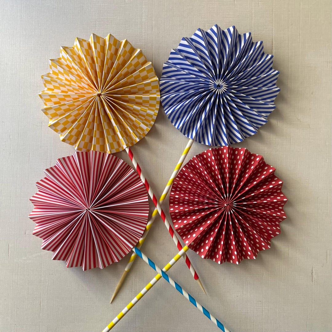 Set of 3 Fan Pinwheels | Pinwheel Rosettes | Carnival Pinwheels ...